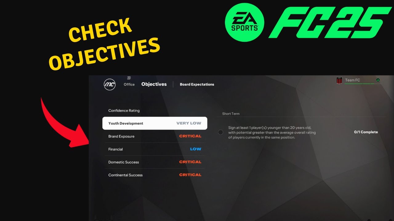 EA FC 25 How to Check Objectives in Manager Career Mode - YouTube
