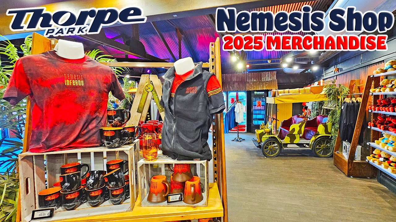 Thorpe Park Inferno Shop Tour | NEW 2025 Nemesis Inferno Merchandise ...
