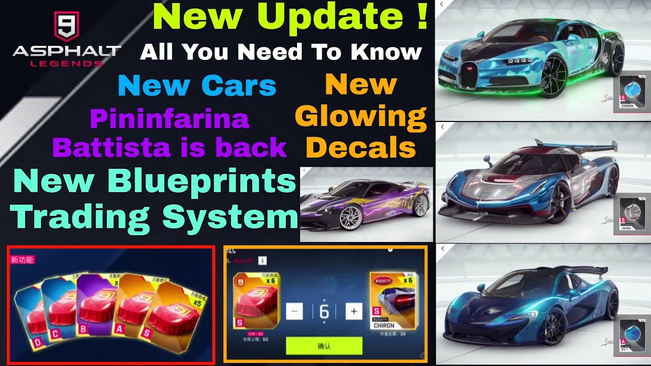 Asphalt 9 : New Cars | New Blueprints Trading System | New Glowing ...