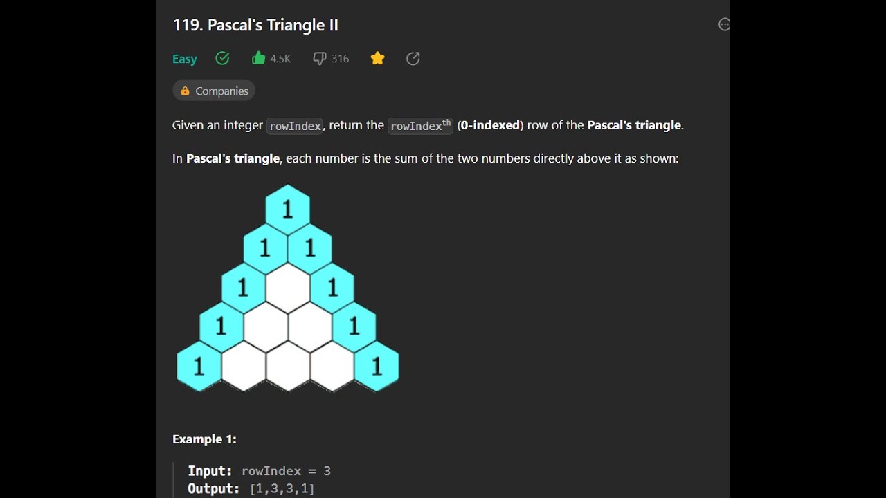 Pascals Triangle Ii Youtube
