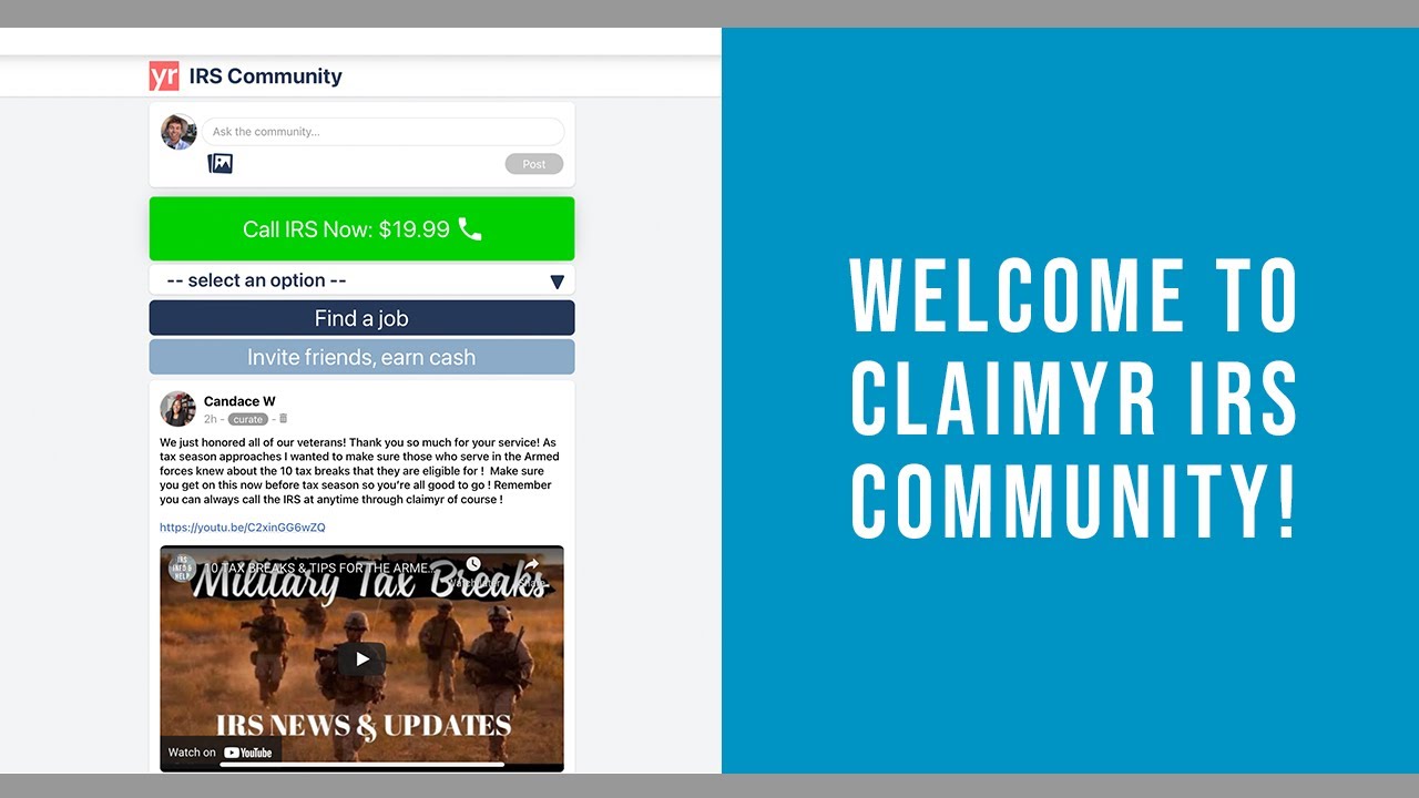 Welcome to IRS Claimyr Community! - YouTube