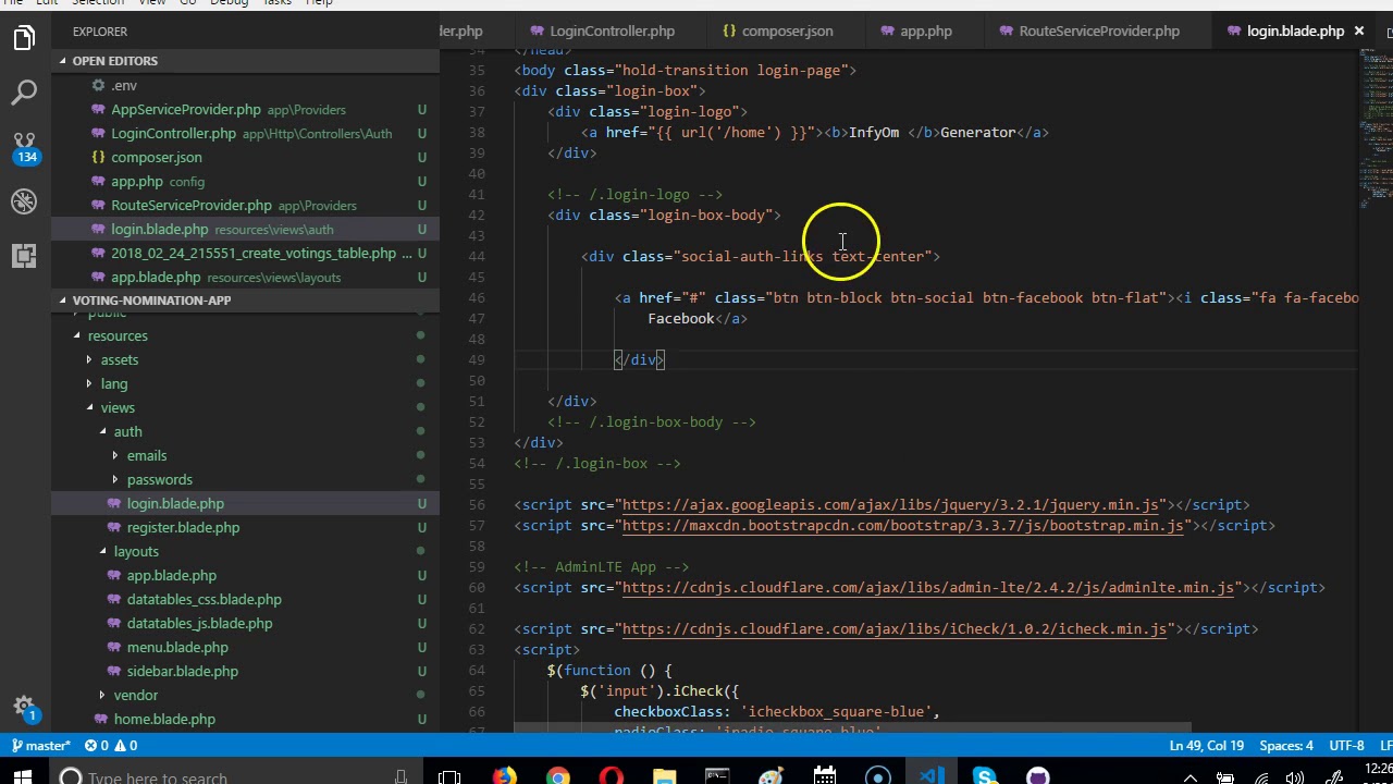 Laravel 5 6 voting app 21 login using laravel facebook - YouTube