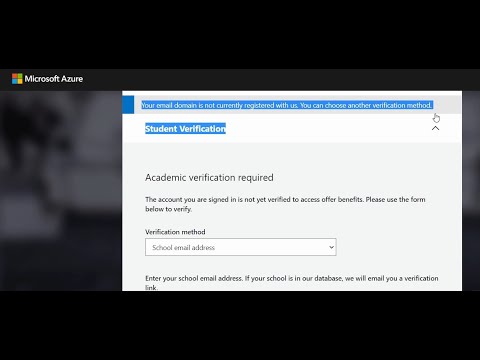 Azure for Students: Your email domain is not currently registered with ...