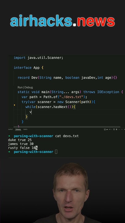 "Scanning" a Text File Into Record Classes #java #shorts #coding #airhacks - YouTube