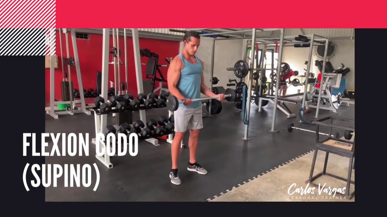 Flexión codo barra ( supino) - YouTube