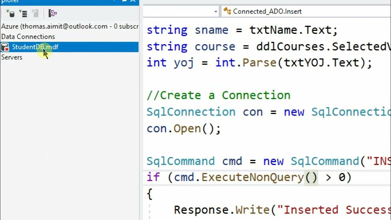 CRUD Operation using Connected Architecture of .NET - Part 2 - YouTube