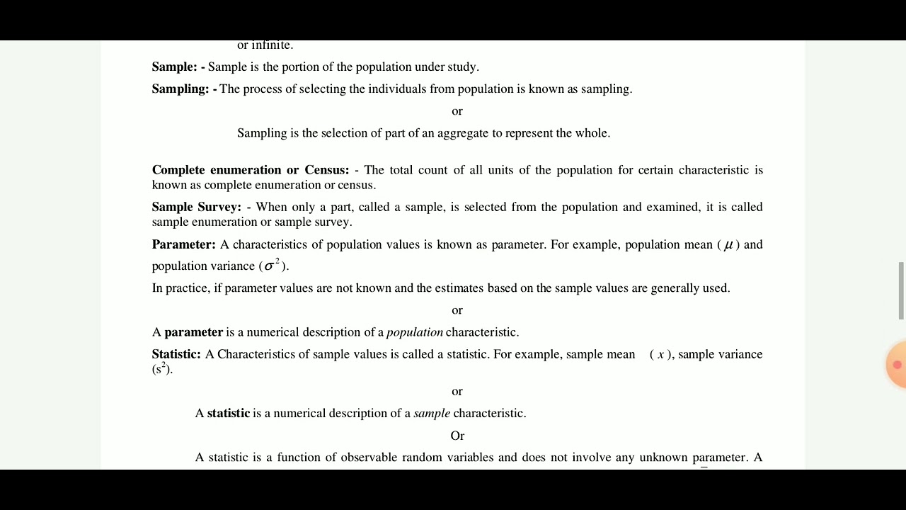 Lecture -7 Introduction To Sampling Methods | Hindi Explanation | B.Sc ...