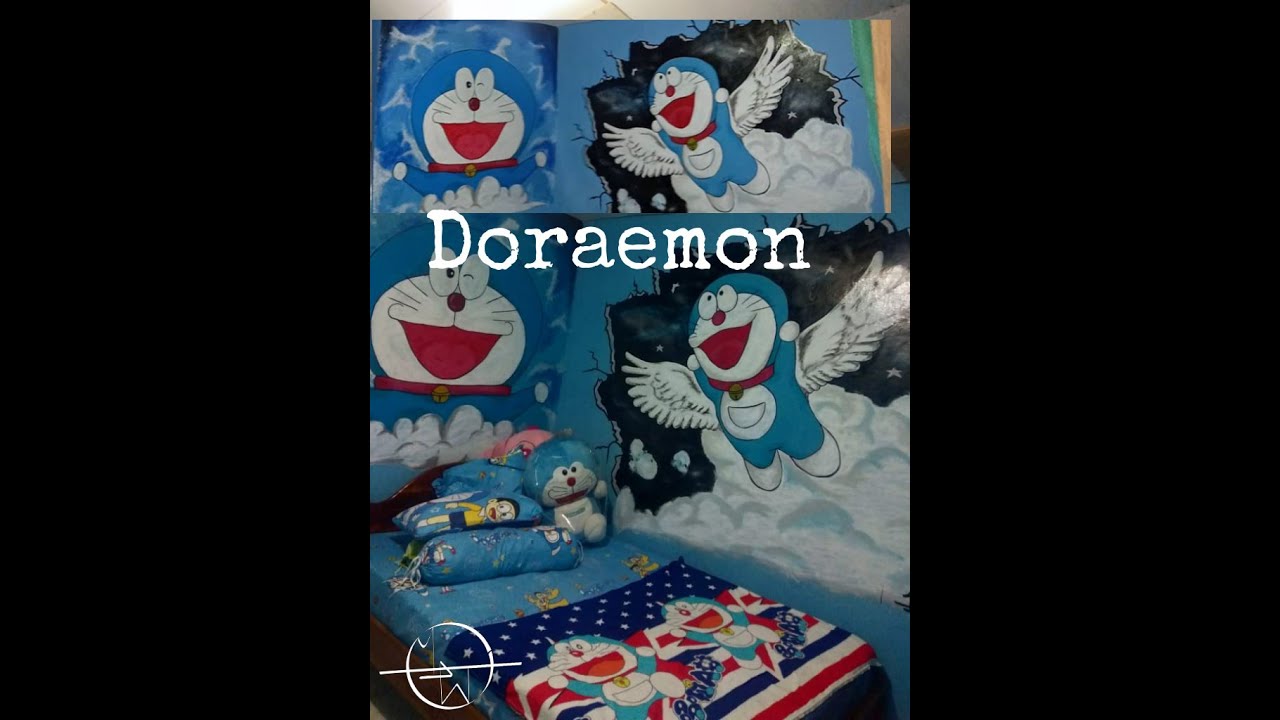 Menggambar Mural Doraemon di dinding kamar - YouTube