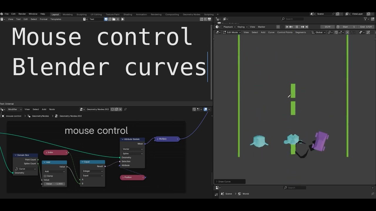 Mouse control ! Curves, blender geometry nodes - YouTube