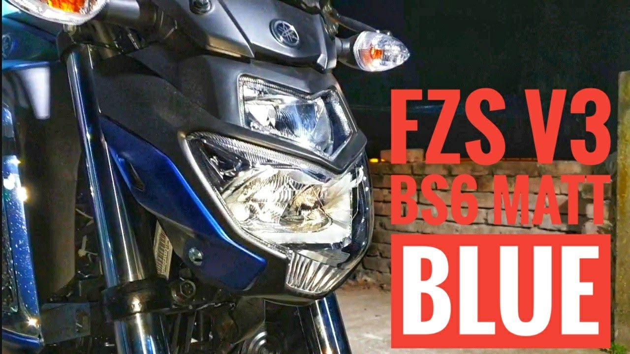 Yamaha FZS V3 bs6 FI | Dark matt blue colour | Full walk around review ...