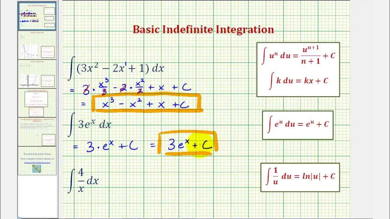 Ex: Basic Indefinite Integration (Polynomial, Exponential, Quotient) - YouTube