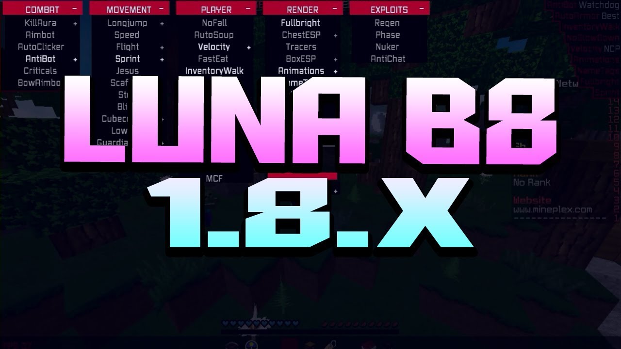 DESCARGAR EL MEJOR HACK ! [ Nice Hack For Minecraft 1.8.X Luna B8 ] w ...