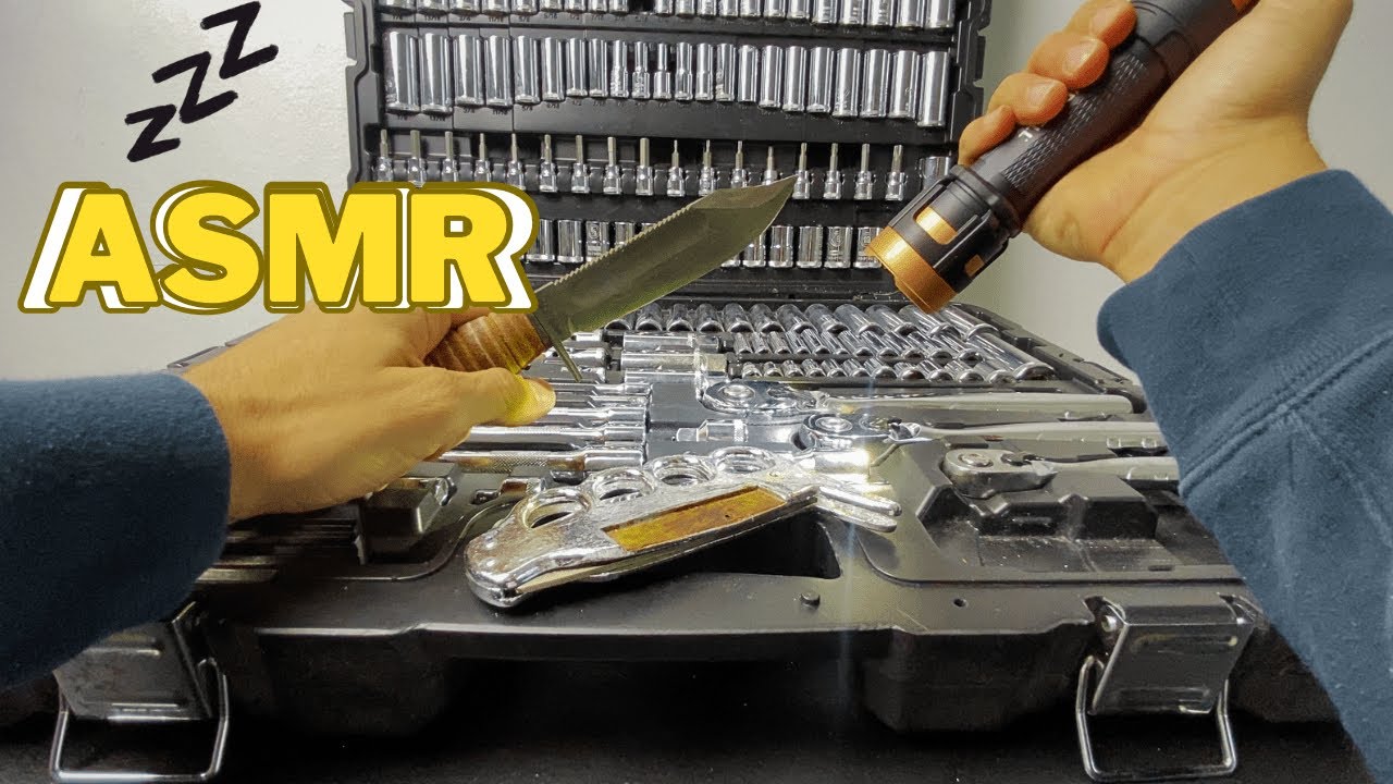 Soothing ASMR Toolbox Tapping and Knife Scratching | Relaxation Sounds ...