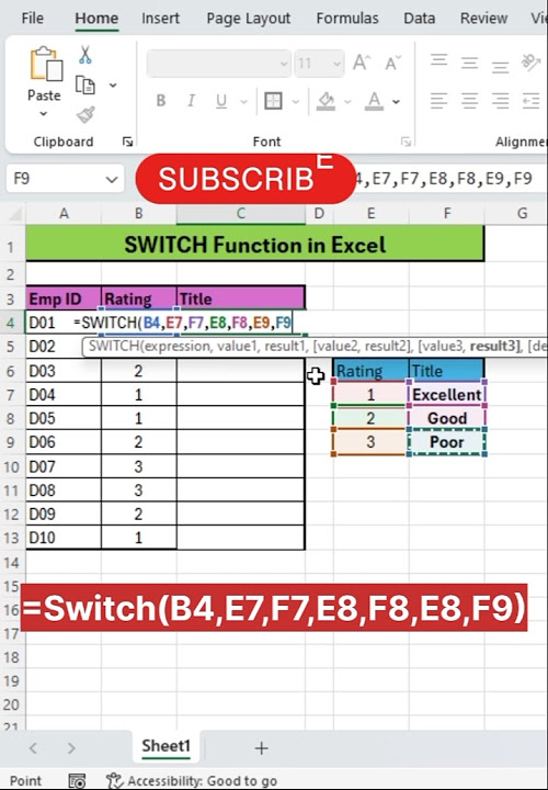 How to Use Switch Function in #excel #reels #trading #shortfeed #shorts #shortvideo #exceltips # ...