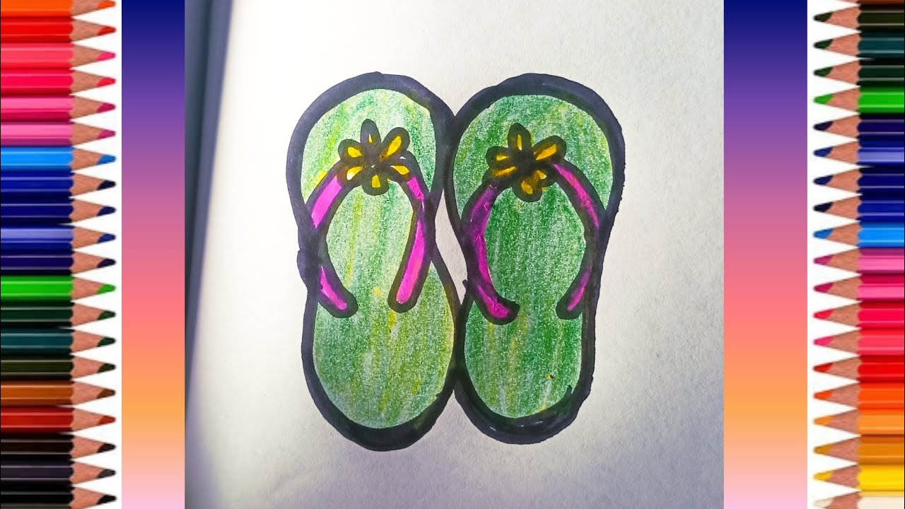 How to draw Slippers easy | Slippers drawing simple | How to draw ...