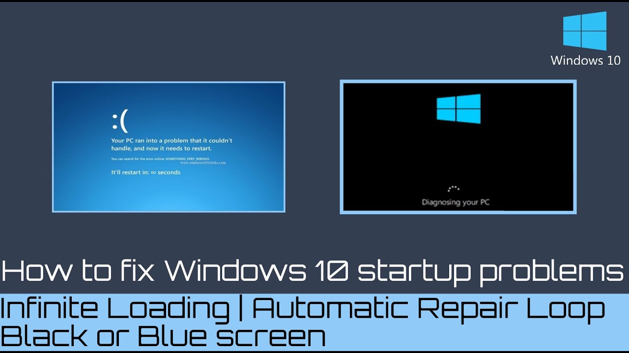 How To Fix Windows 10 Startup Problems Infinite Loading Automatic Repair Loop Black Screen