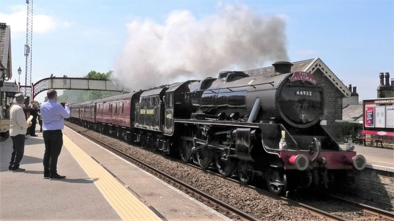 LMS 44932 rushes thro' Settle station (08 Jun 2023) - YouTube