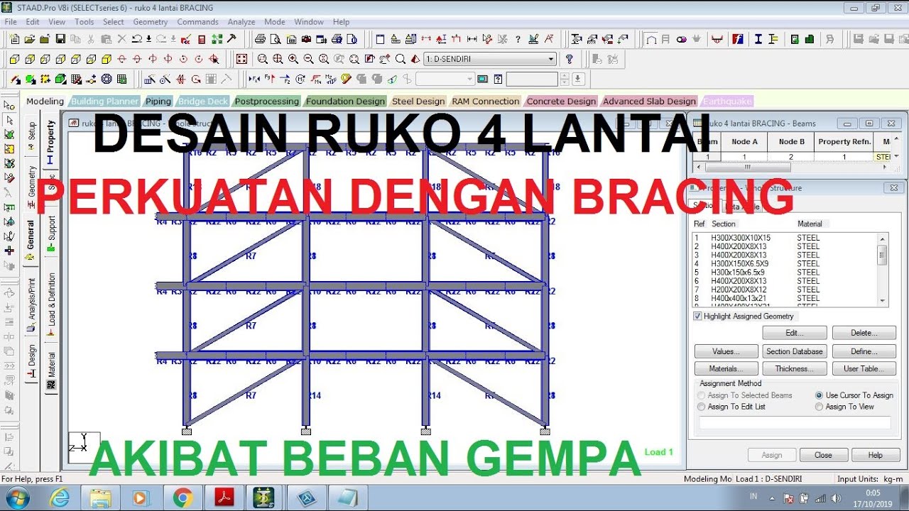 DESAIN RUKO 4 LANTAI #7: PERKUATAN DENGAN BRACING - YouTube