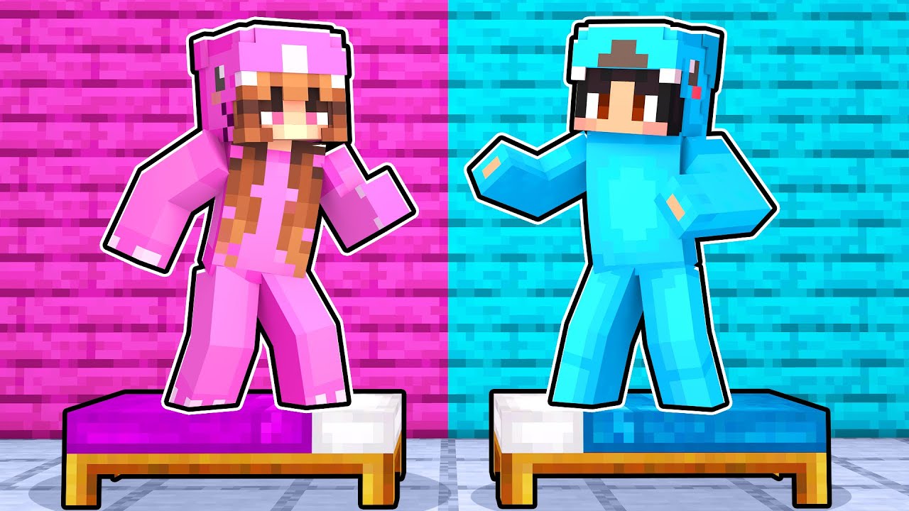 GIRLS vs BOYS Sleep Over House Party In Minecraft! - YouTube