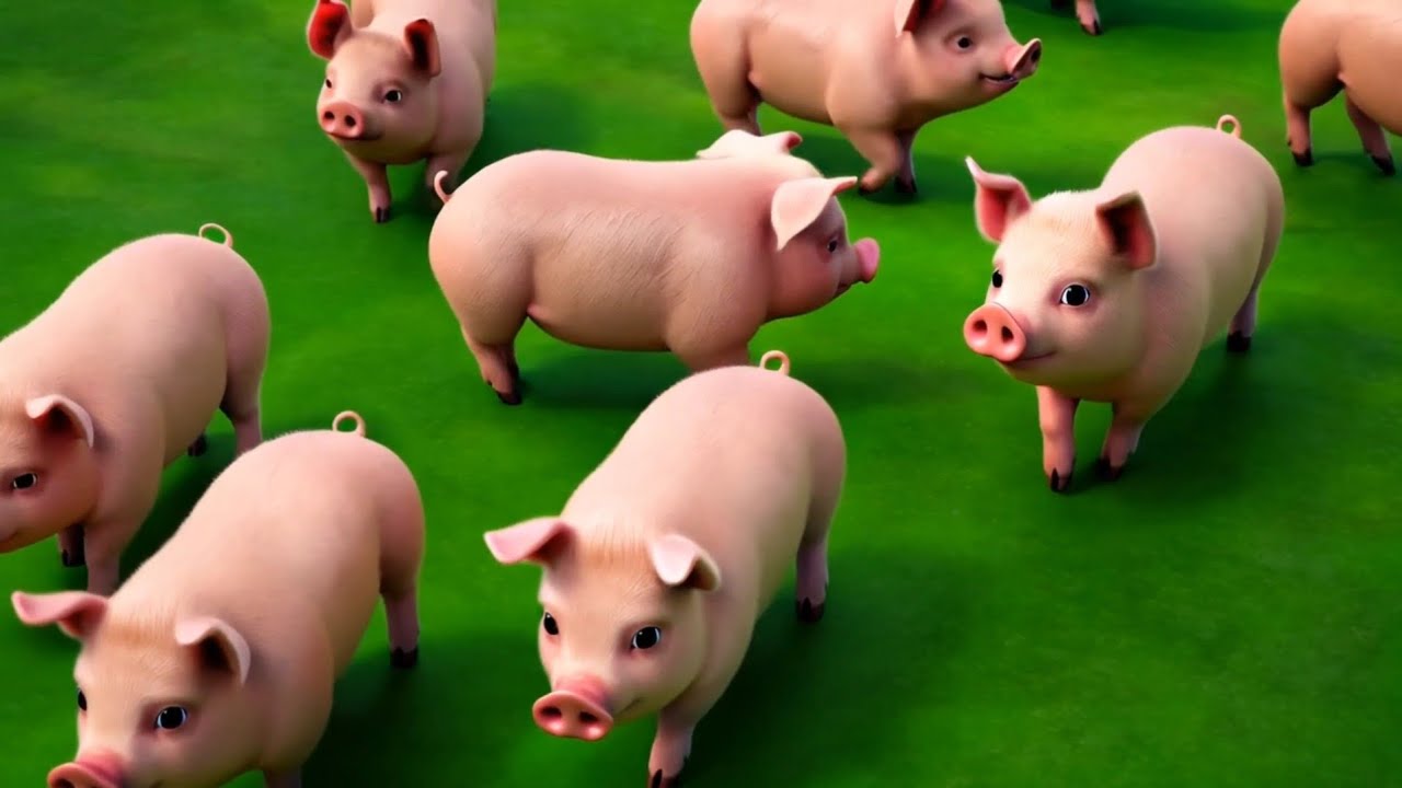 Adorable AI-Generated Cartoon Pigs Running on Green Screen| Pig green ...
