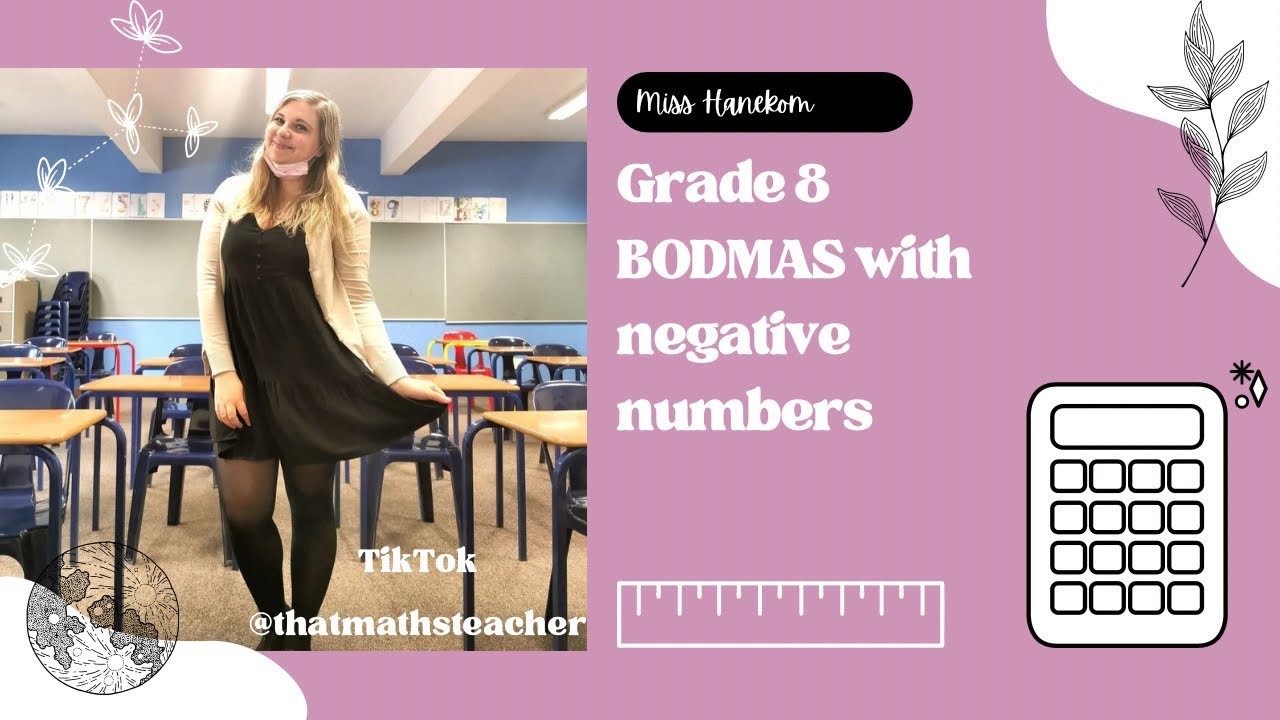 Grade 8: BODMAS with negative numbers - YouTube