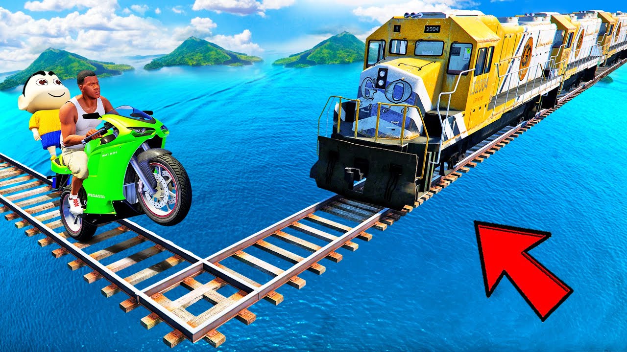 SHINCHAN AND FRANKLIN TRIED IMPOSSIBLE TRAIN JUMP SURPRISE BOX PARKOUR ...