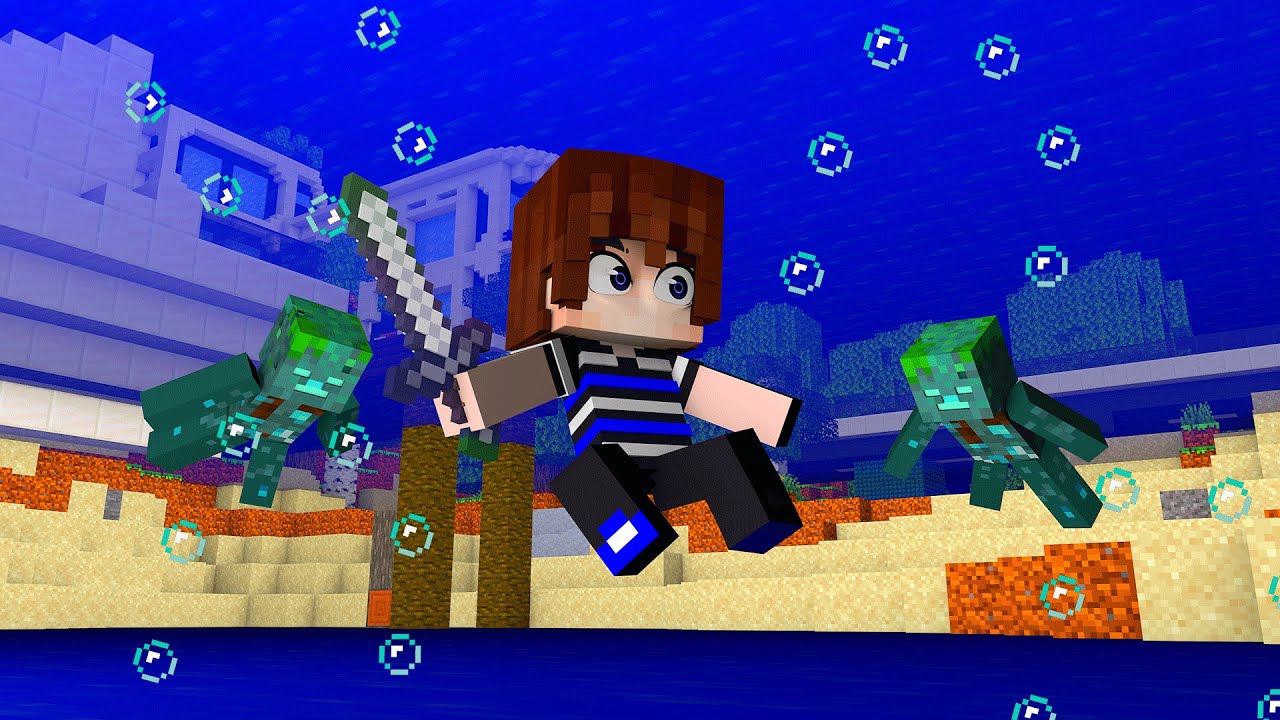 Minecraft But No Weapons Drowned ZOMBIES Fight!🧟‍♀️ - YouTube