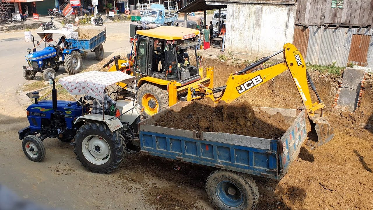 JCB Amazing Work on Mud - JCB Digging Field For Home Construction and ...