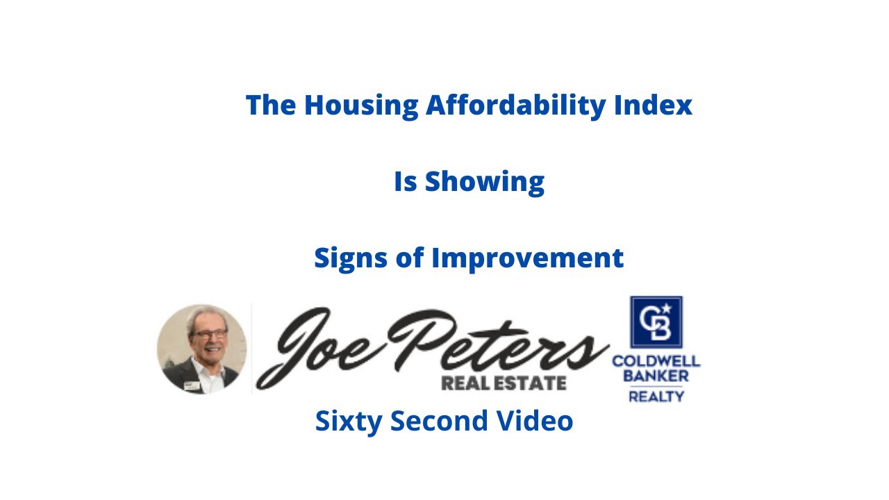 The housing affordability index is showing signs of improvement ...