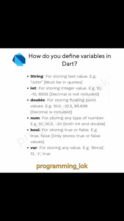 Q4 Variables In Dart Flutter Dart Coding App Programming Coder Flutterdeveloper 1411