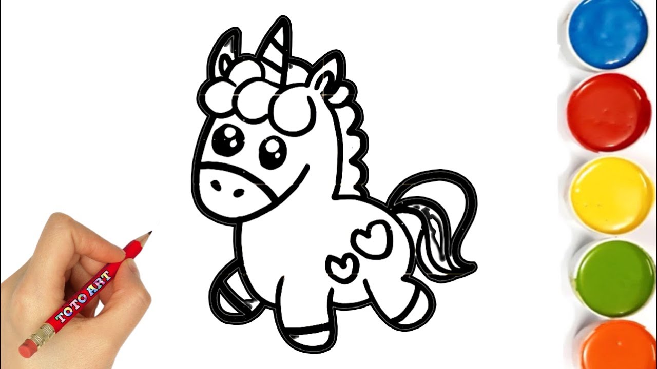 How to draw Cute hourse toy -Colouring for Kids & Toddlers |Draw, Paint ...
