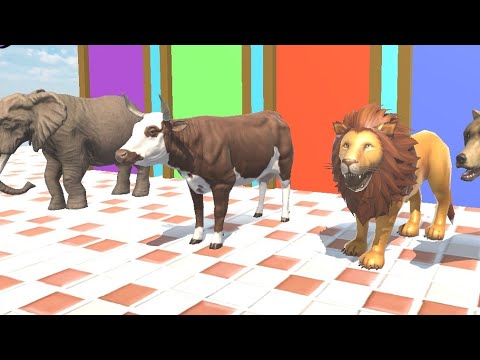 Learn Colors with Animals Cartoon for Children Ducks and Surprise cow ...