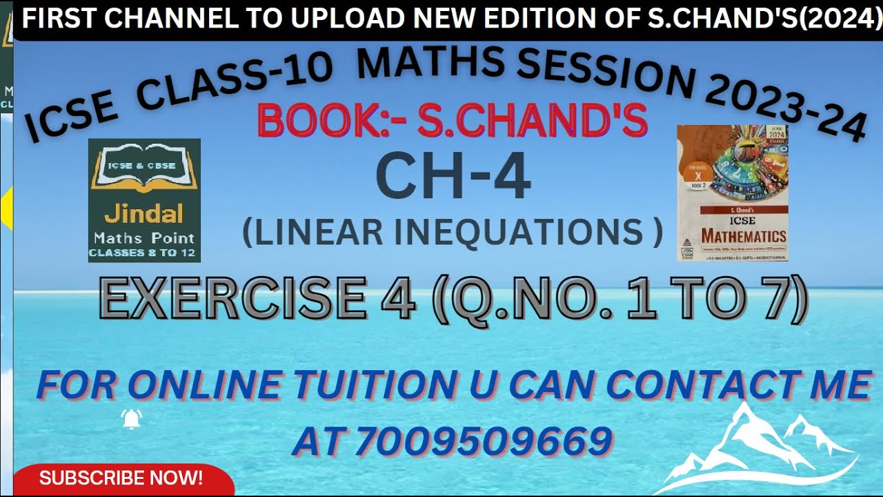 ICSE Ch-4 Linear Inequations Ex-4 Q. No.1-7 From S. Chand's For ICSE ...