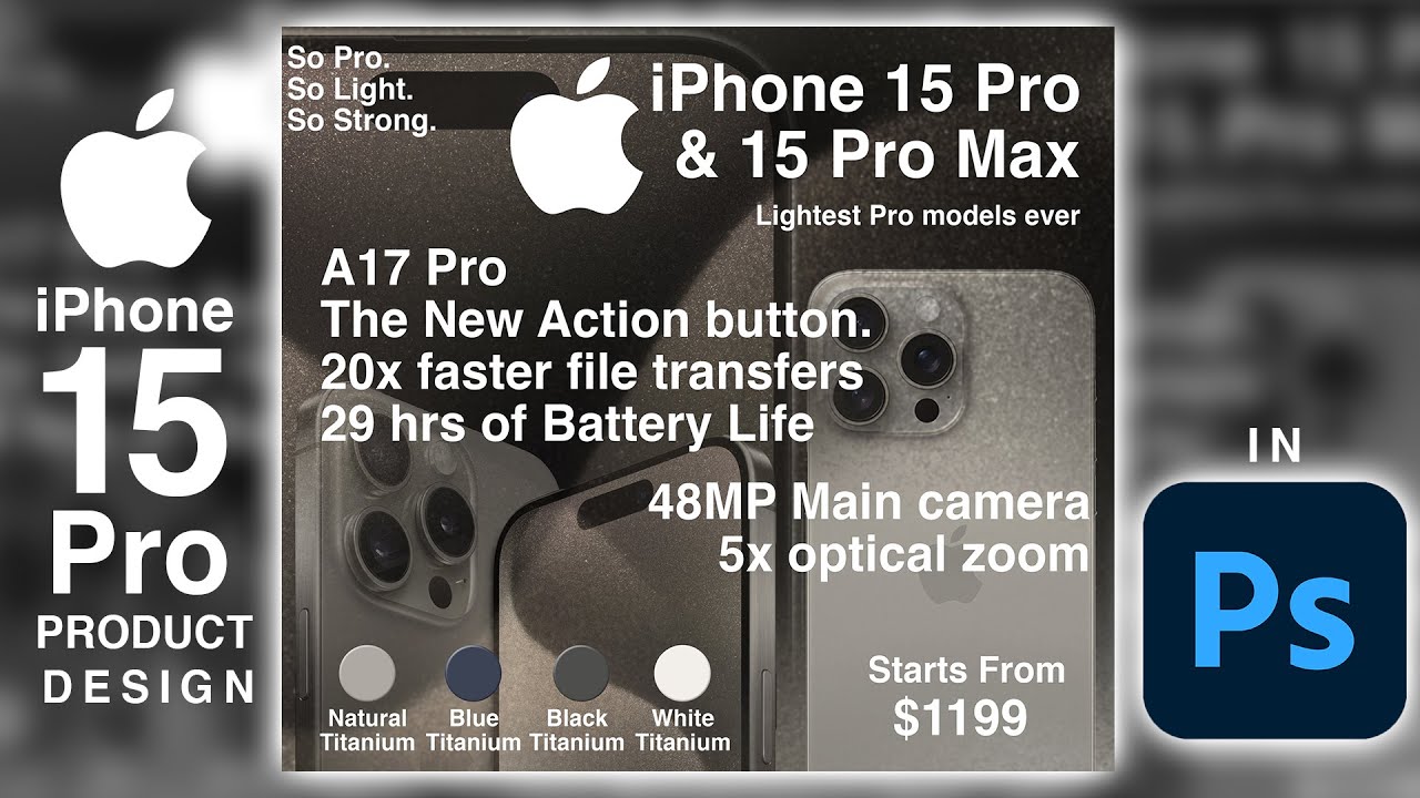 iPhone 15 Pro Product Ad Design in Adobe Photoshop | Ps Guide Tutor ...
