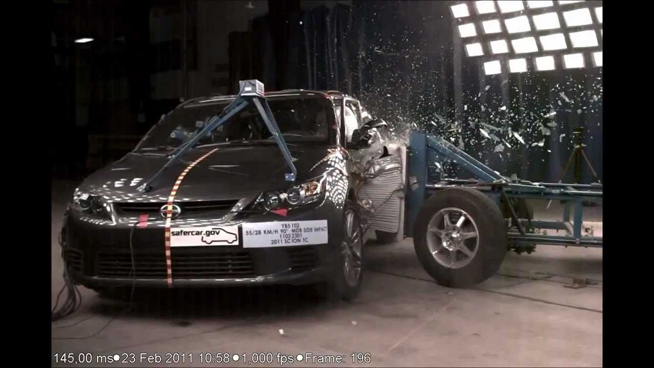 collision detection Toyota Scion TC | Side Crash Test | 2013 | High ...