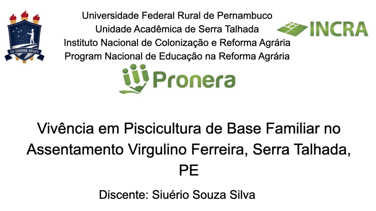 APRESENTAÇÃO DE ESO PRONERA Siuério - YouTube
