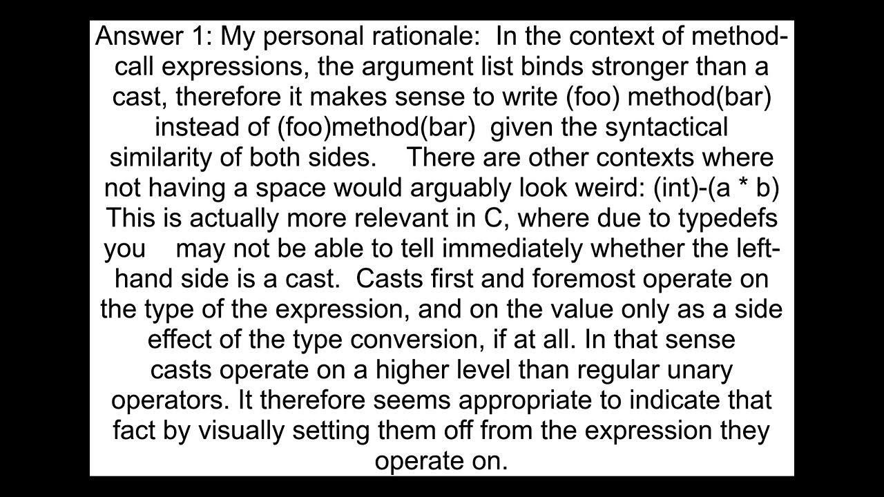 Java coding conventions what is the rationale for a space after a cast ...