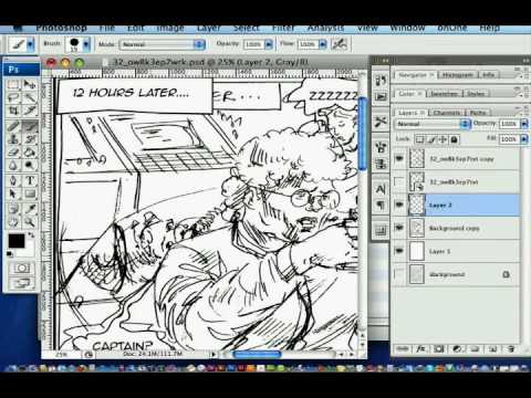 photoshop digital inking for comics Part 3 - YouTube