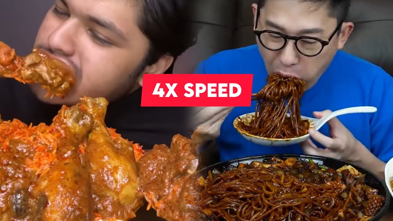 2 Male mukbangers 4x speed eating | male mukbangers | Speedy mukbang ...