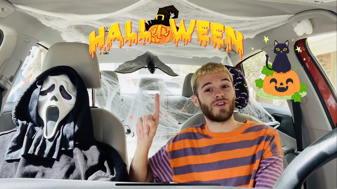 decorating my car for halloween *jumpscare warning* - YouTube