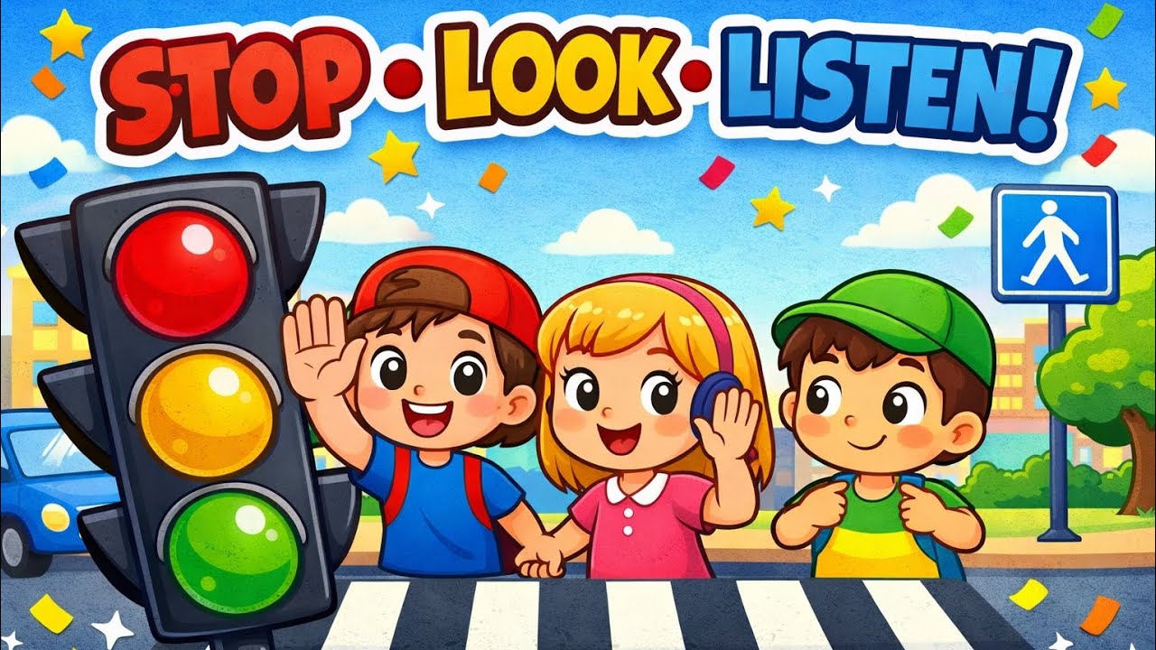 Stop Look Listen! 🚦 Road Safety Song for Kids | Fun & Educational - YouTube