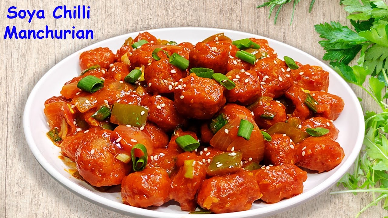 Easy Chilli Soya Restaurant Style | Soya Chunks Recipe | Soya Chilli ...