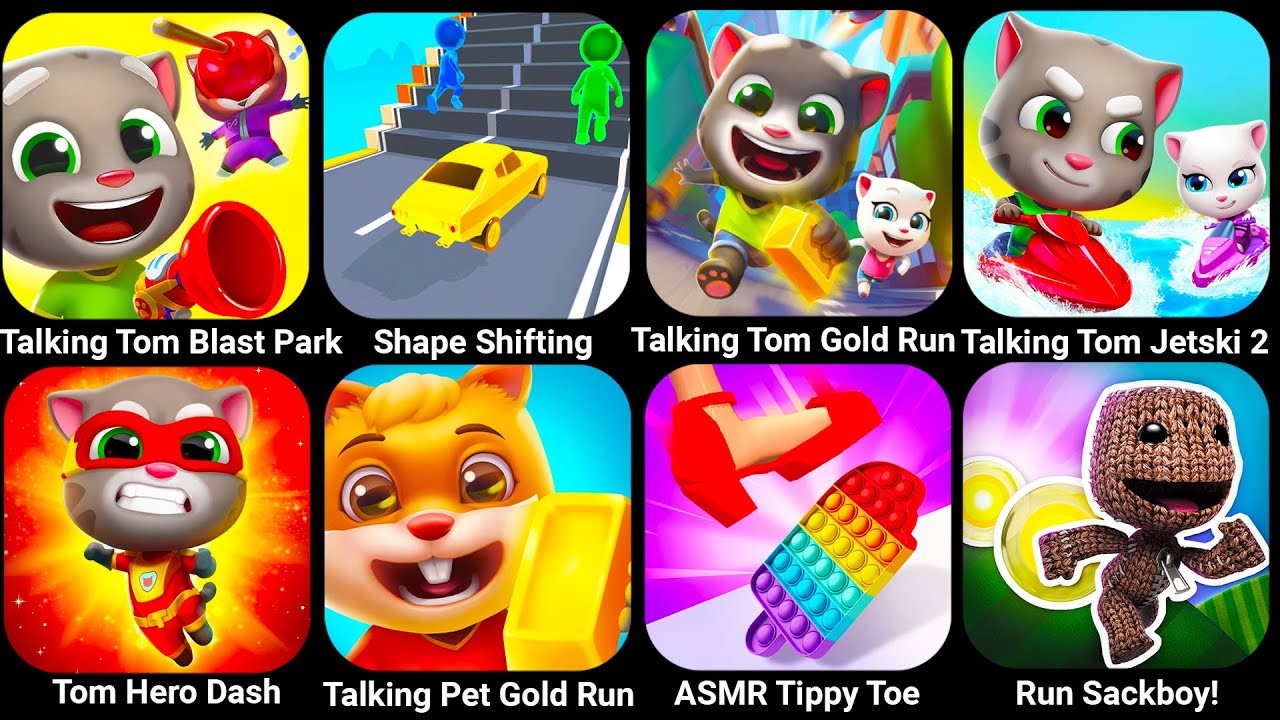 Talking Tom Blast Park, Shape Shifting, Talking Tom Gold Run, Talking ...