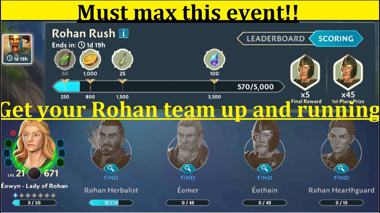 Don't miss out on Rohan Rush!! The best Rohan teams! LoTR Heroes of ...
