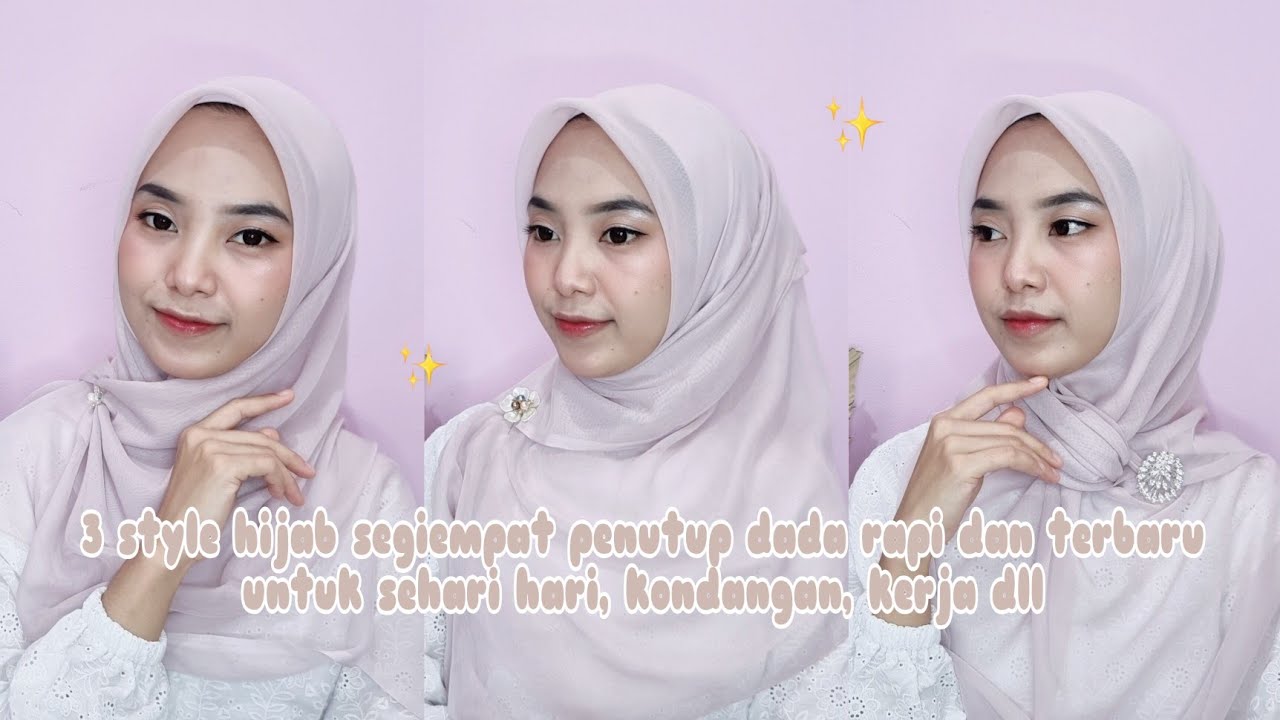 TUTORIAL HIJAB SEGI EMPAT MENUTUP DADA RAPI DAN SIMPLE UNTUK SEHARI ...