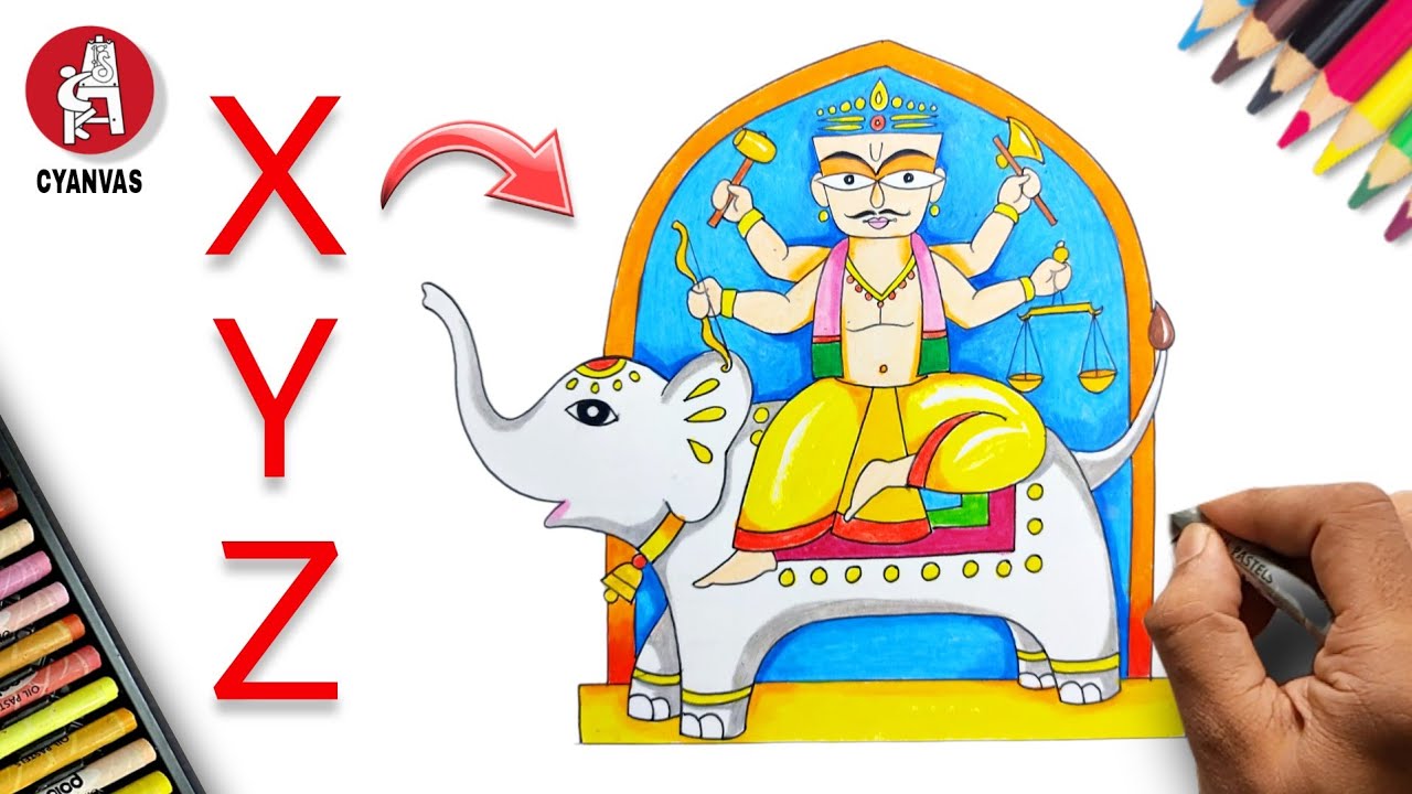 HOW TO DRAW LORD BISWAKARMA FROM XYZ FOR KIDS || DRAW BISWAKARMA WITH ...
