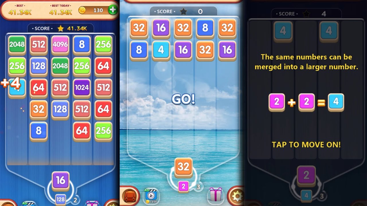 Number Tiles gameplay iOS Android app High score - YouTube