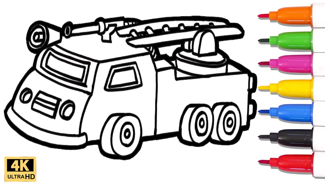Fire Truck Drawing Easy Step By Step | How to Draw Fire Truck | Drawing ...