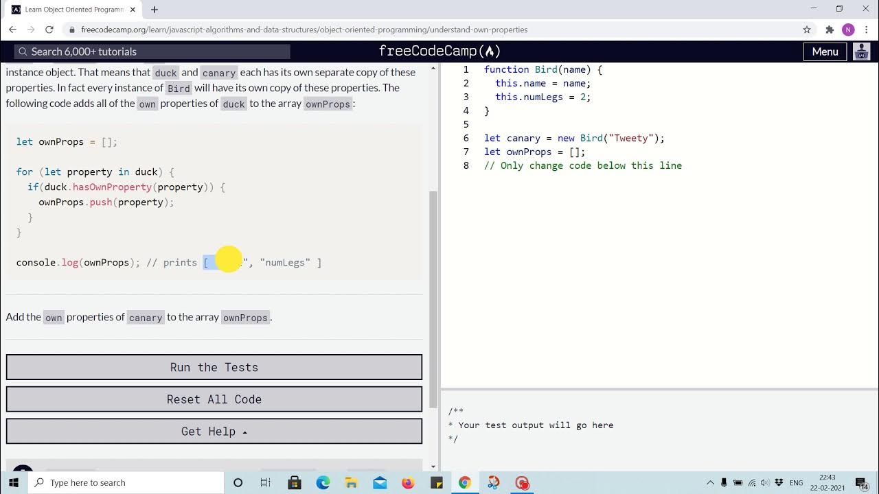 Tutorial 9 - understanding own properties - freecodecamp - YouTube