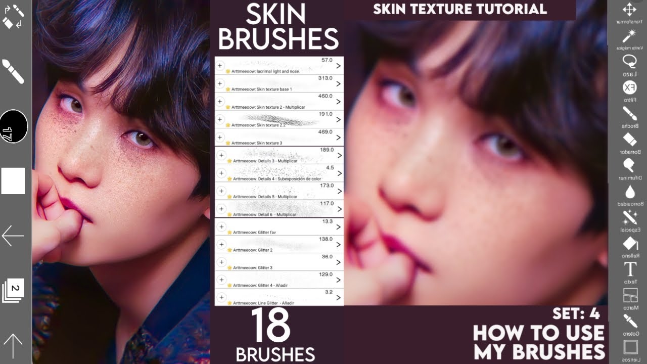 How To Use My Brushes [Ibispaint X] Skin texture tutorial. - YouTube